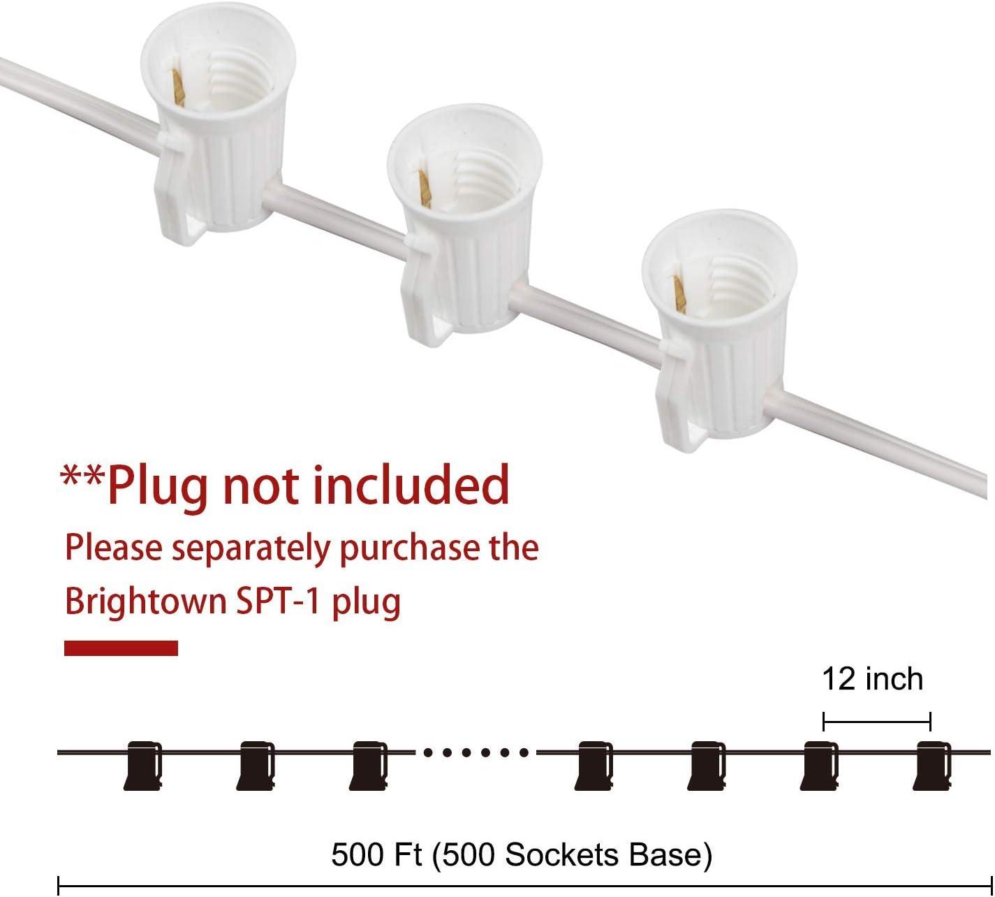 Commercial 500FT C7/E12 Christmas Light Sockets Set Spool, UL Listed ...