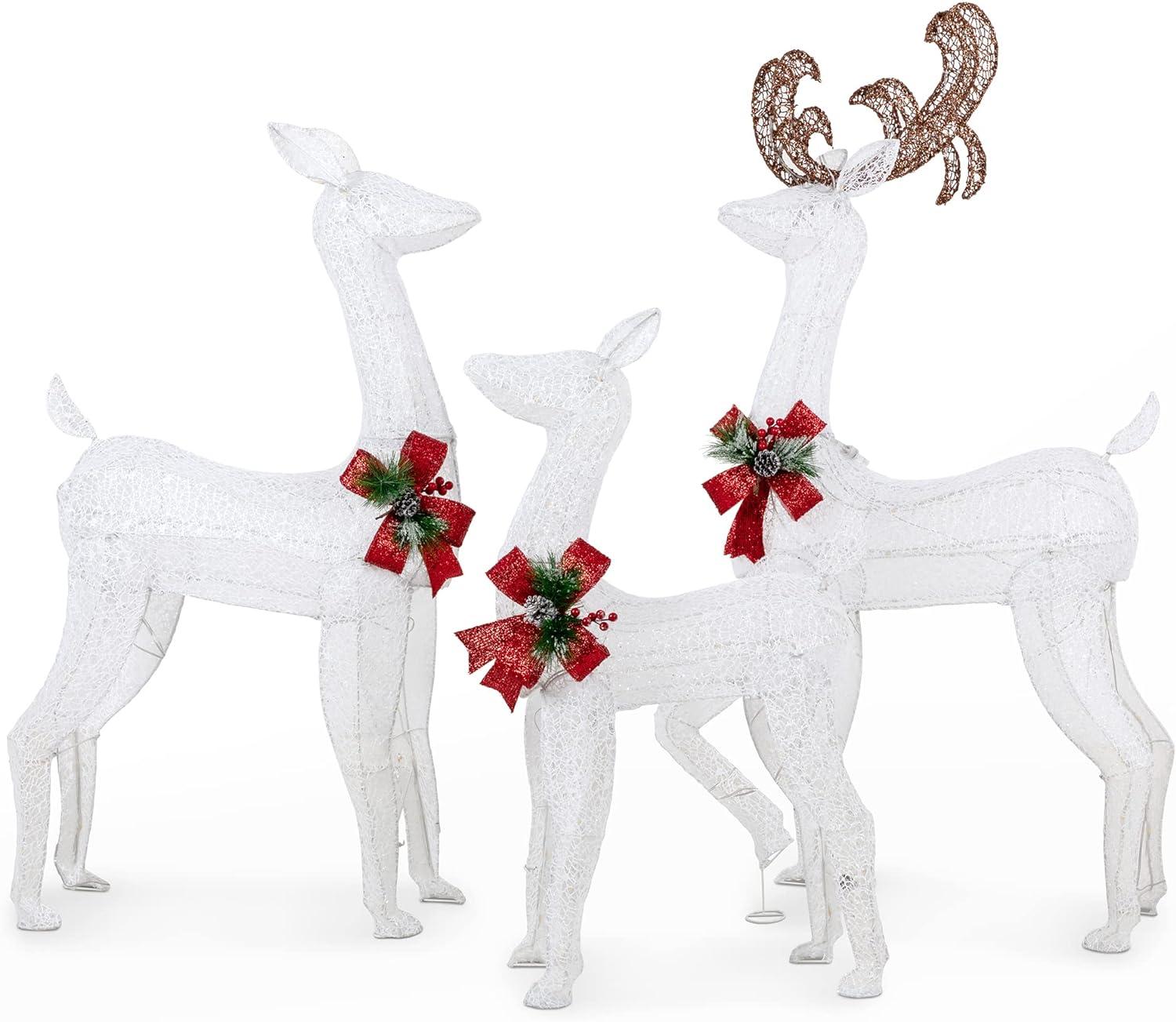 Shintenchi 3-Piece LED Lighted Christmas Deer Outdoor Yard Decorations ...
