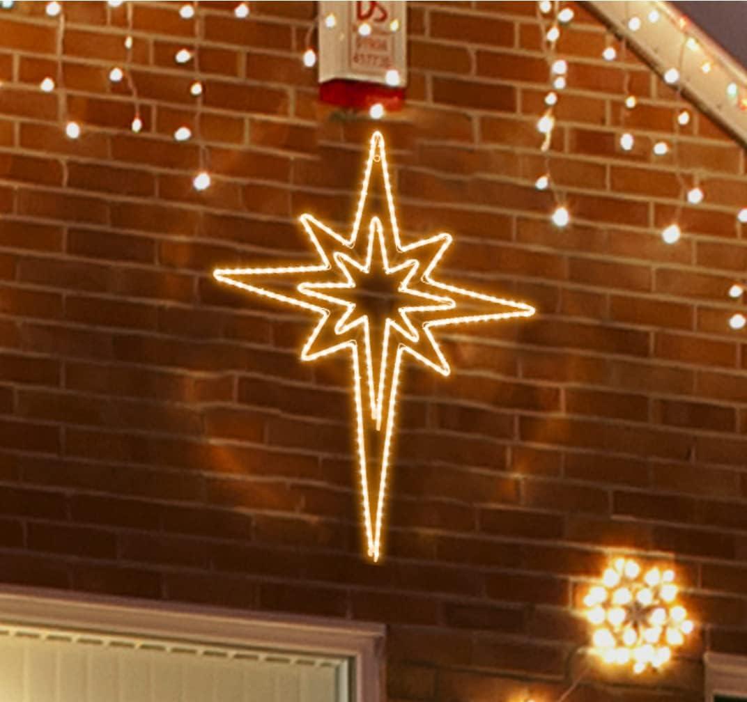 LAMPHOME [Large 43×32 Twinkle 216 LED Bethlehem Star Neon Motif Super ...