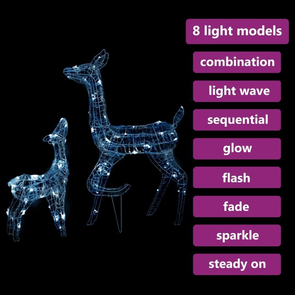 CUMYZO Acrylic Reindeer Family Christmas Decoration 160 LED Cold White ...
