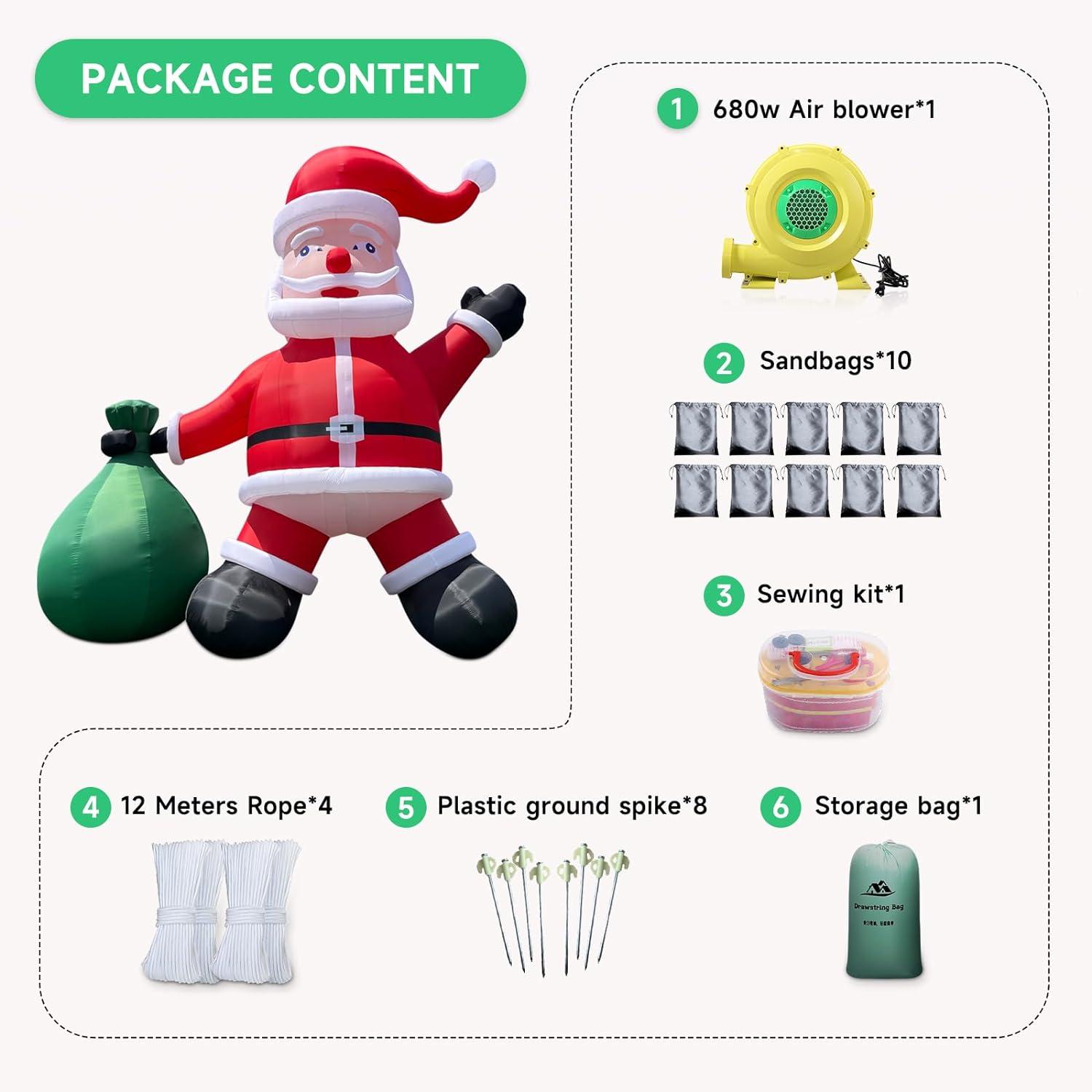 Inflatable Santa Claus 26FT Giant with UL Blower for Christmas Yard ...