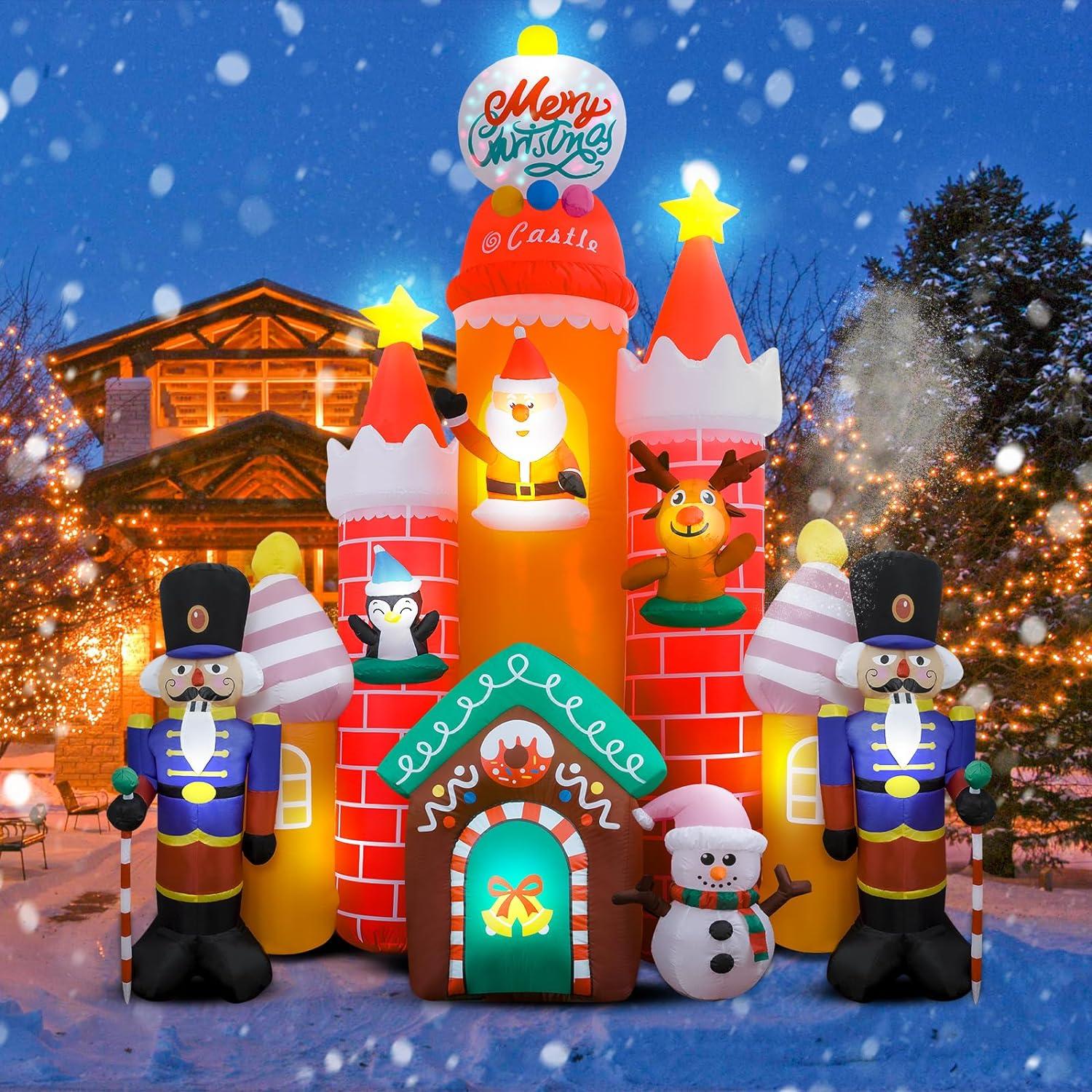 11Ft Christmas Inflatables Candy Castle, Blow Up Giant Christmas ...