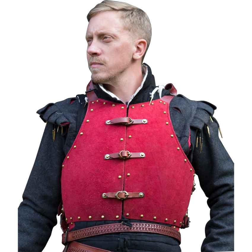Corrazina Chest Armour in Red, size: Large | Leather by Medieval ...