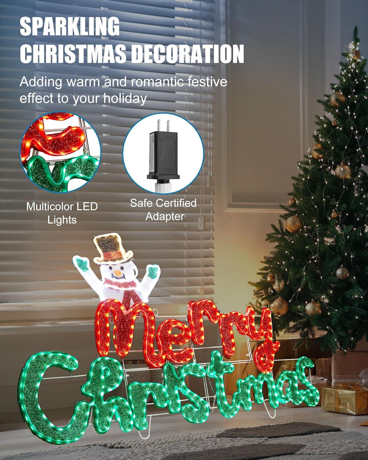 Brightown Merry Christmas Decorations Lights – 5FT LED Outdoor Xmas ...