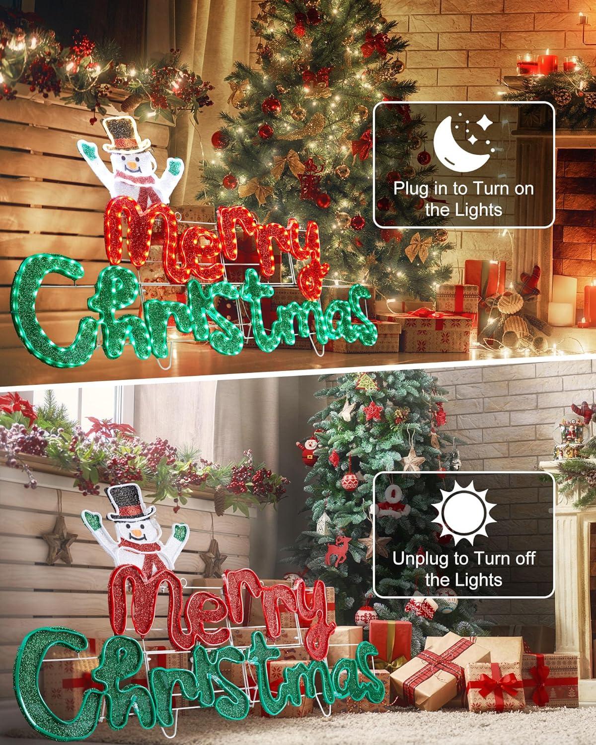 Brightown Merry Christmas Decorations Lights – 5FT LED Outdoor Xmas ...