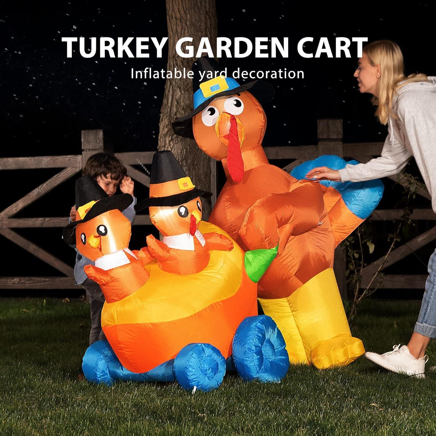 VIVOHOME LED Lighted Happy Thanksgiving 5ft Height Inflatable Turkey ...