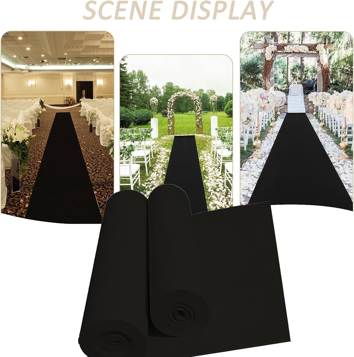 Black Carpet Runner Wedding Ceremony Aisle Bridal Runway Rug, Non-Slip ...