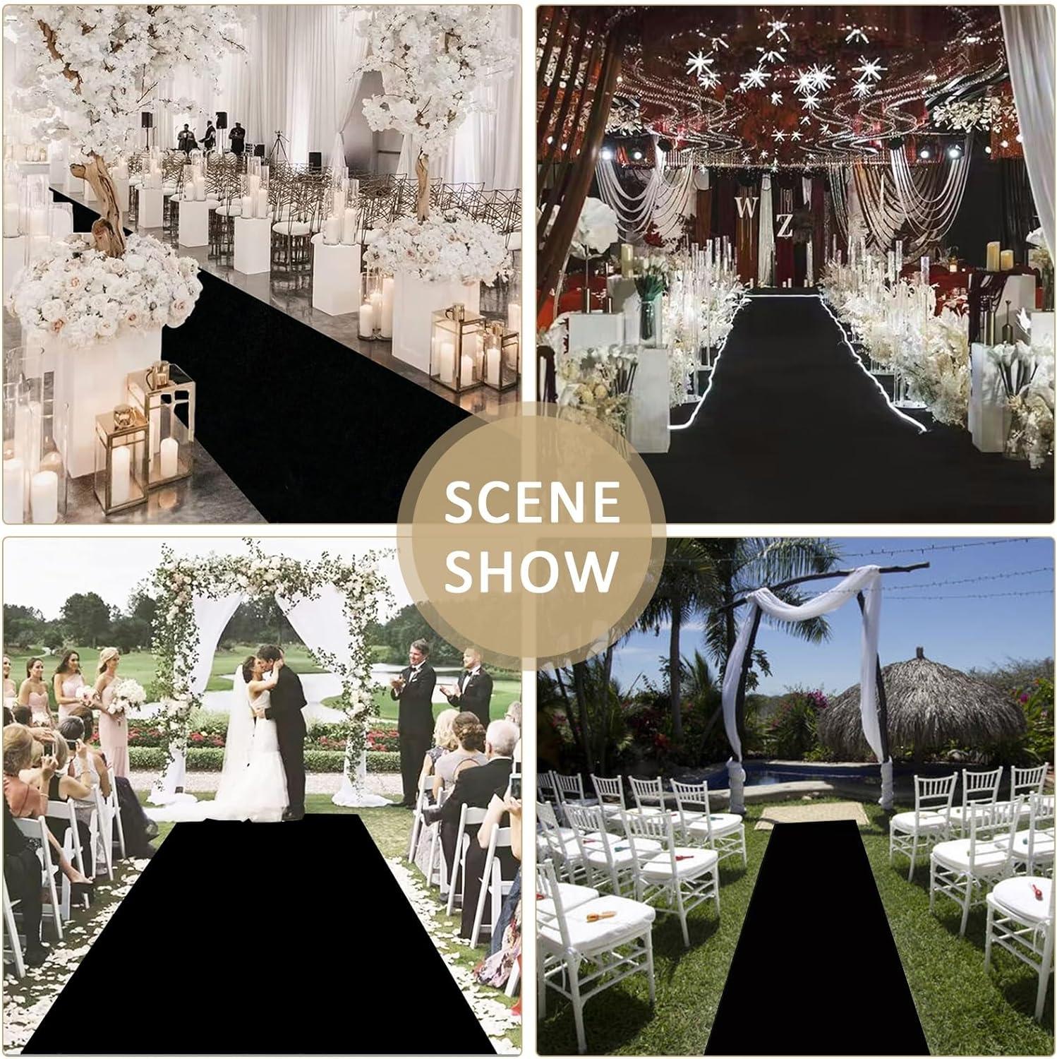 Black Carpet Runner Wedding Ceremony Aisle Bridal Runway Rug, Non-Slip ...