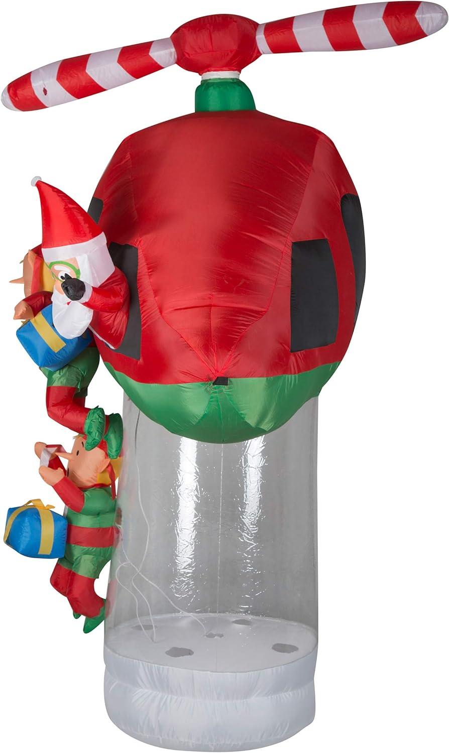 Gemmy Awesome Shopper 8 Ft Tall Christmas Santa Helicopter ELF Animated ...