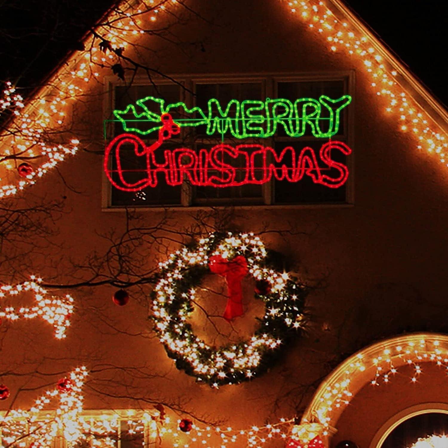 LAMPHOME [Large 48×18 504 LED Merry Christmas Neon Motif Super-Bright ...
