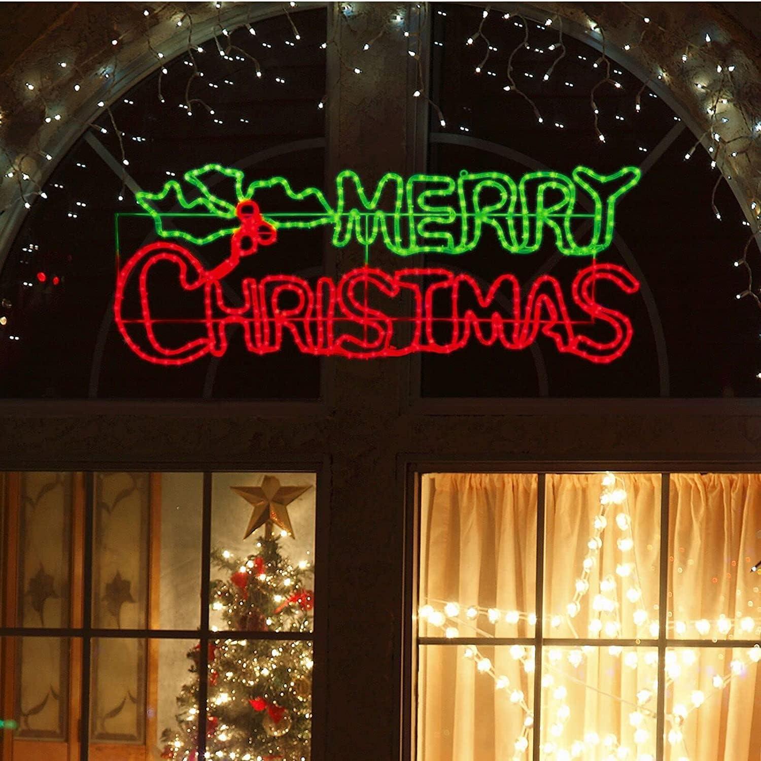 LAMPHOME [Large 48×18 504 LED Merry Christmas Neon Motif Super-Bright ...