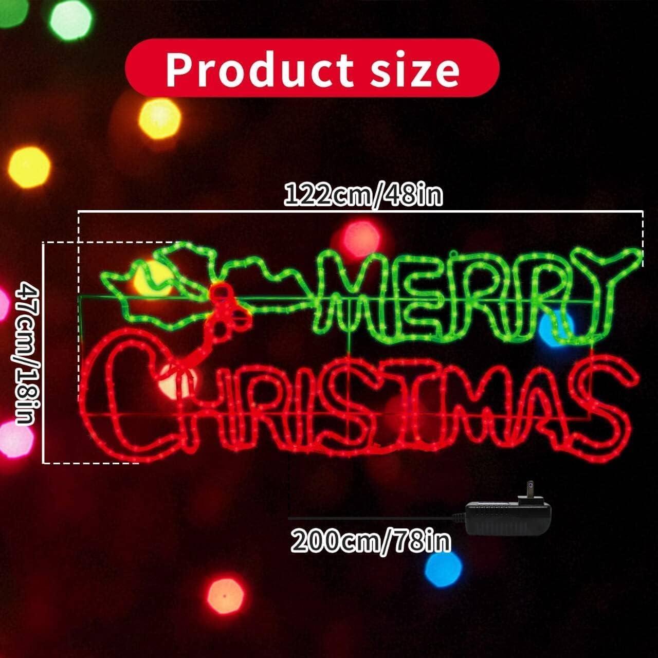 LAMPHOME [Large 48×18 504 LED Merry Christmas Neon Motif Super-Bright ...