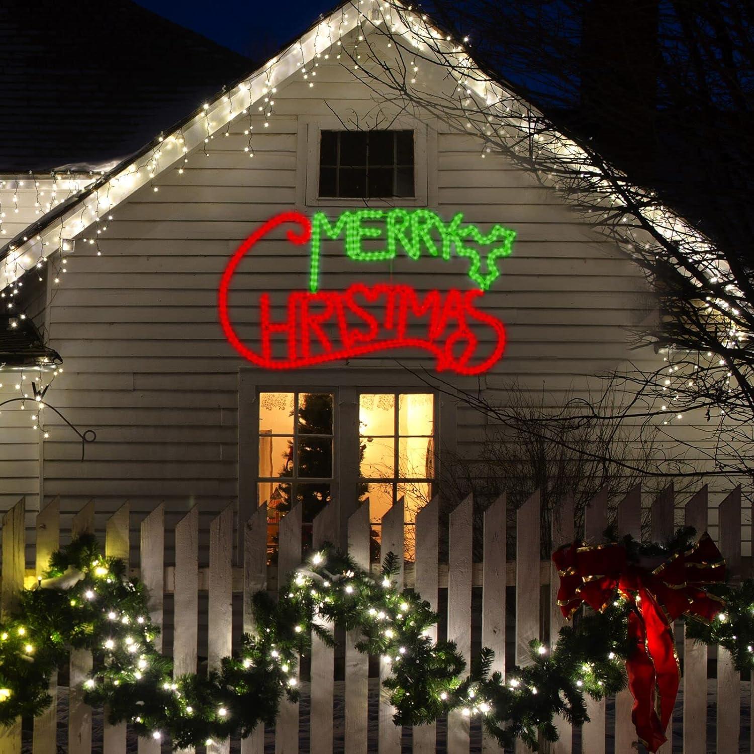 LAMPHOME [Large 49×26 630 LED Merry Christmas Neon Motif Super-Bright ...
