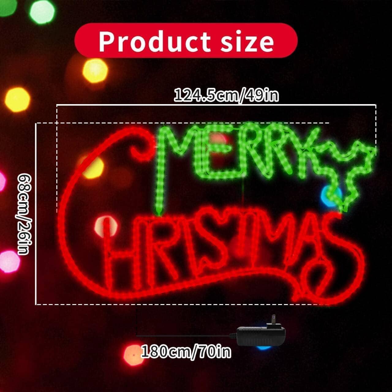 LAMPHOME [Large 49×26 630 LED Merry Christmas Neon Motif Super-Bright ...