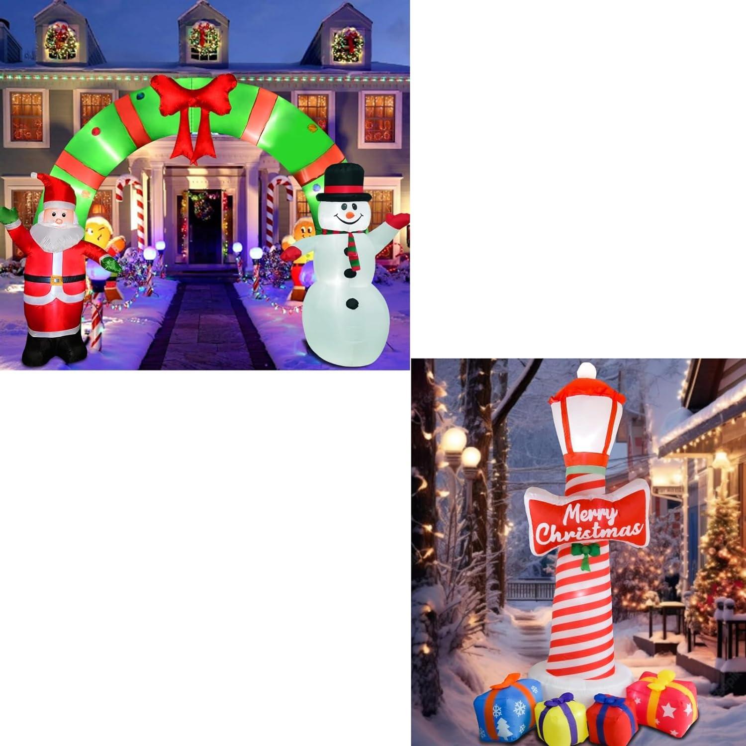 OILCUP Christmas Inflatable Archway & Lighthouse with Gift Boxs ...