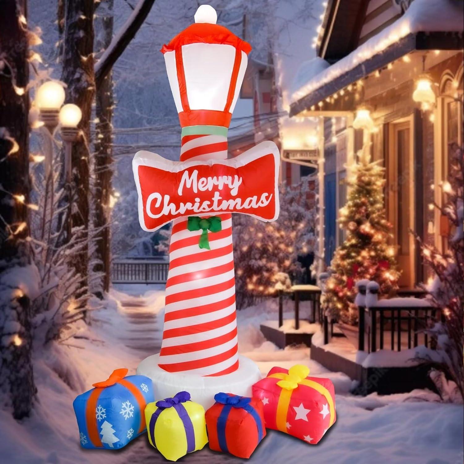 OILCUP Christmas Inflatable Archway & Lighthouse with Gift Boxs ...