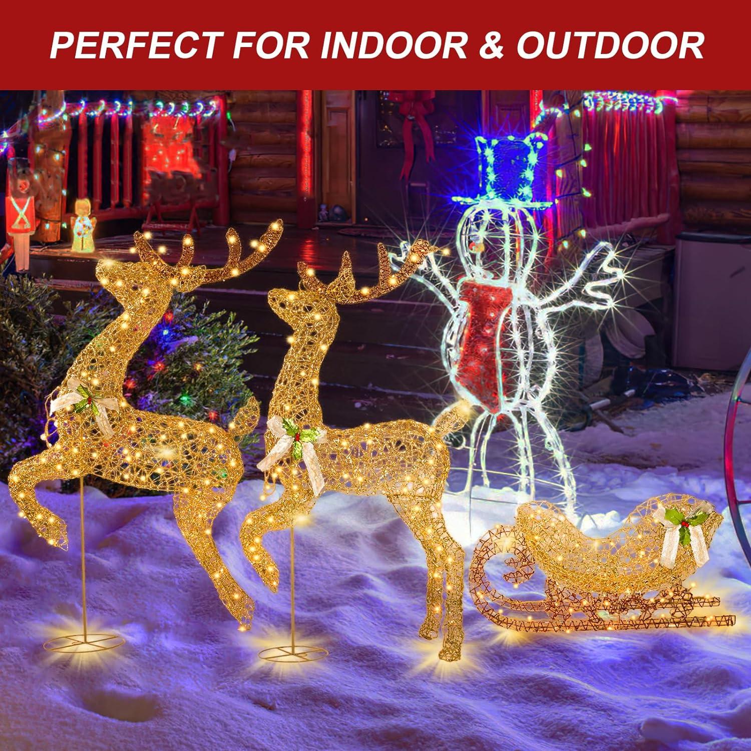 Vipush Lighted Outdoor Christmas Reindeer Decoration, Pre-Lit Reindeer ...