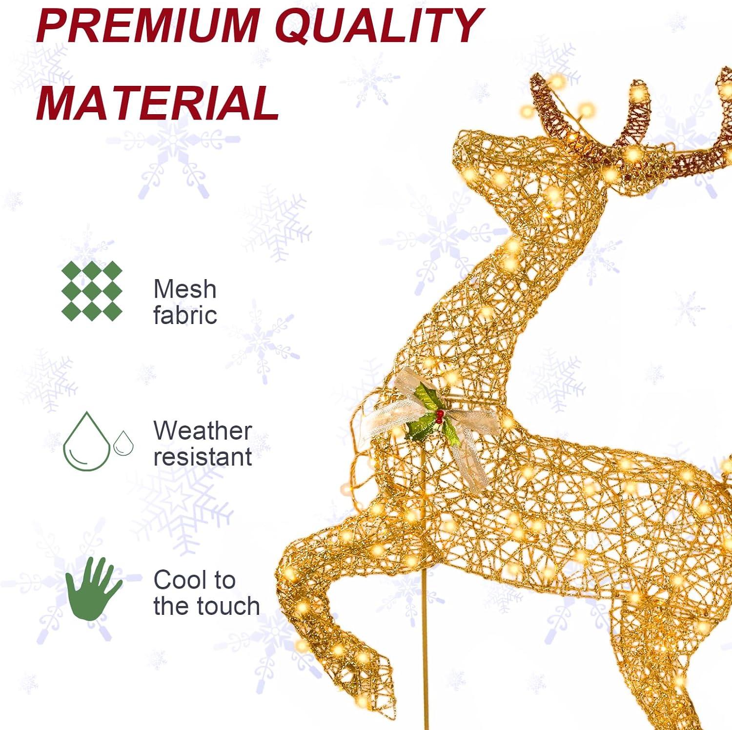 Vipush Lighted Outdoor Christmas Reindeer Decoration, Pre-Lit Reindeer ...