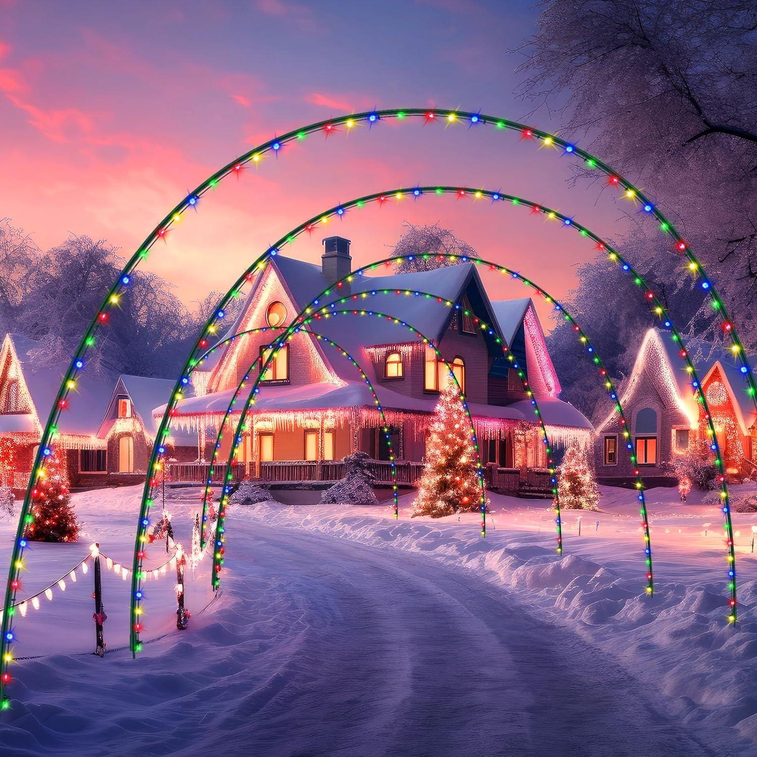 Geetery 6 Pack 10FT Christmas Light Arch with 8 Mode Metal for ...