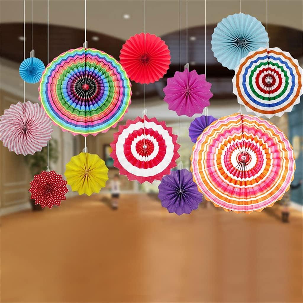 WODMB 6pcs/Set Paper Fans Set Hanging Pinwheels Fan DIY Paper Craft for ...