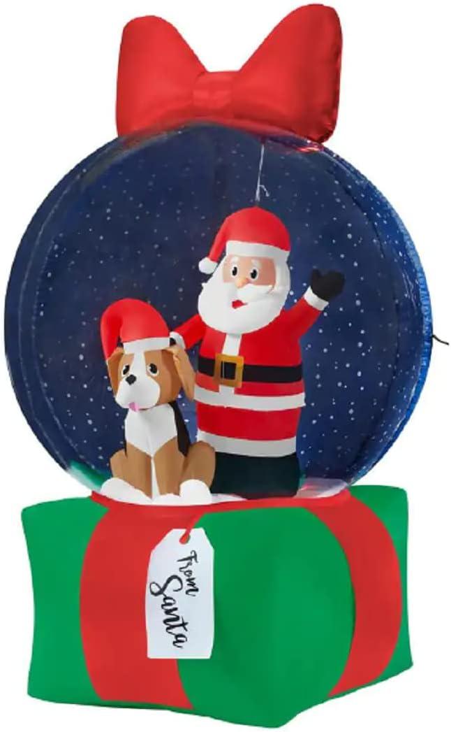 Santa & Beagle Gift Scene Lightshow Snow Globe Christmas Inflatable by ...